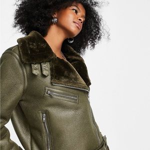 Topshop | Jackets & Coats | Topshop Faux Shearling Aviator Jacket ...